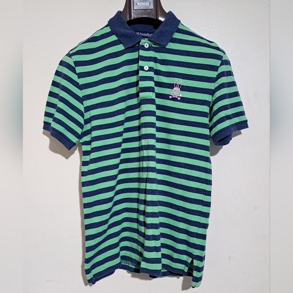 Psycho Bunny | Shirts | Men Psycho Bunny White Green Stripe Polo M ...